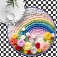 China Round Rainbow 3D Cartoon Children's Room Carpet 80cm Diameter Imitation Cashmere for sale