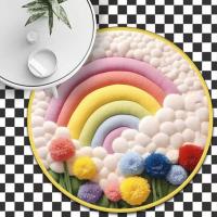 China Round Rainbow 3D Cartoon Children's Room Carpet 80cm Diameter Imitation Cashmere for sale