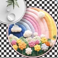 China Round Rainbow 3D Cartoon Children's Room Carpet 80cm Diameter Imitation Cashmere for sale