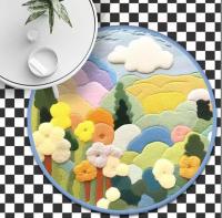 China Round Rainbow 3D Cartoon Children's Room Carpet 80cm Diameter Imitation Cashmere for sale