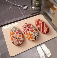 China Diatom Mud Non-Slip Bathroom Floor Mat 60cm Round Cartoon Pebble Design Kitchen Oil Absorbent for sale
