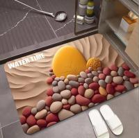 China Diatom Mud Non-Slip Bathroom Floor Mat 60cm Round Cartoon Pebble Design Kitchen Oil Absorbent for sale