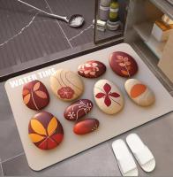 China Diatom Mud Non-Slip Bathroom Floor Mat 60cm Round Cartoon Pebble Design Kitchen Oil Absorbent for sale
