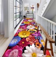 China 3D Grass Flower Cut Mat for Entrance Corridor Stairway Commercial Floor Carpet 60x90cm for sale