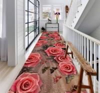 China 3D Grass Flower Cut Mat for Entrance Corridor Stairway Commercial Floor Carpet 60x90cm for sale