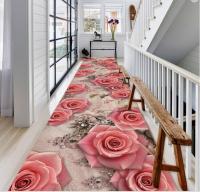 China 3D Grass Flower Cut Mat for Entrance Corridor Stairway Commercial Floor Carpet 60x90cm for sale
