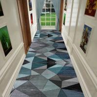 China Custom Geometric Pattern Commercial Floor Mat 60x80cm Polyester Entrance Carpet for Hotel Stairway for sale
