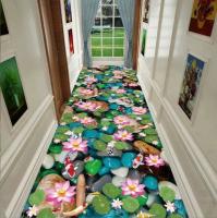 China Customizable Polyester Commercial Floor Mat 60x80cm Hotel Entrance Tulip Peony Carpet for sale
