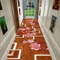 China Customizable Polyester Commercial Floor Mat 60x80cm Hotel Entrance Tulip Peony Carpet for sale