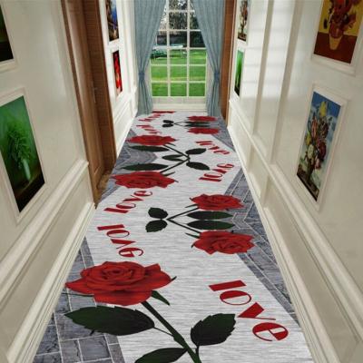 China Custom Polyester Commercial Floor Mat 60x90cm Entrance Hotel Plant Flower Design for sale