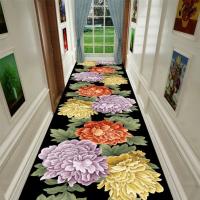 China Custom Polyester Commercial Floor Mat 60x90cm Entrance Hotel Plant Flower Design for sale