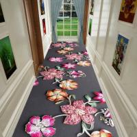 China Custom Polyester Commercial Floor Mat 60x90cm Entrance Hotel Plant Flower Design for sale