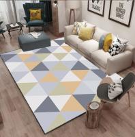 China Polyester Fiber Geometric Floor Carpet 6mm Thick Machine Washable for Living Room Bedroom for sale