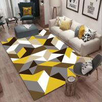 China Polyester Fiber Geometric Floor Carpet 6mm Thick Machine Washable for Living Room Bedroom for sale