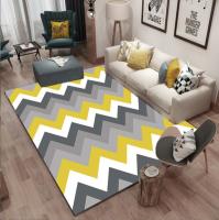 China Polyester Fiber Geometric Floor Carpet 6mm Thick Machine Washable for Living Room Bedroom for sale