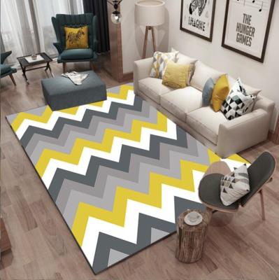 China Polyester Fiber Geometric Floor Carpet 6mm Thick Machine Washable for Living Room Bedroom for sale