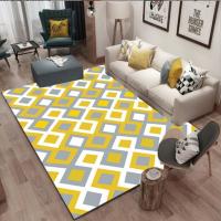 China Polyester Fiber Geometric Floor Carpet 6mm Thick Machine Washable for Living Room Bedroom for sale