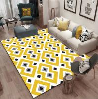 China Polyester Fiber Geometric Floor Carpet 6mm Thick Machine Washable for Living Room Bedroom for sale