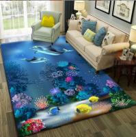 China Customizable Crystal Velvet Living Room Carpet 120x160cm Under Sea World Print for sale