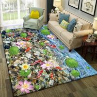 China Customizable Crystal Velvet Living Room Carpet 120x160cm Under Sea World Print for sale