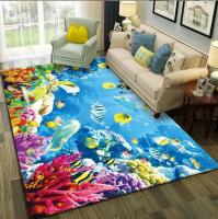 China Customizable Crystal Velvet Living Room Carpet 120x160cm Under Sea World Print for sale