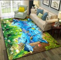 China Customizable Crystal Velvet Living Room Carpet 120x160cm Under Sea World Print for sale