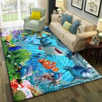China Customizable Crystal Velvet Living Room Carpet 120x160cm Under Sea World Print for sale