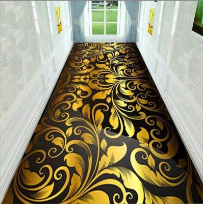 China Custom 3D Printed Flowers Commercial Floor Mat 60x80cm Polyester Entrance Carpet for sale