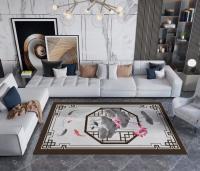 China Crystal Velvet Living Room Floor Mat 6mm Thick Custom Size Luxury Chinese Style Carpet for sale