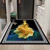China Polyester Fiber Abstract Picture Floor Carpet 5mm Thick Machine Washable for Living Room Entrance for sale