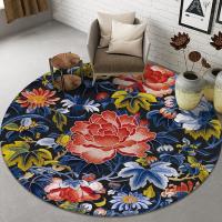 China Round Polyester Fiber Plant Flower Floor Carpet 80-460cm Diameter Custom Size for Living Room Sofa for sale