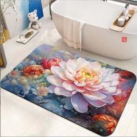 China Diatom Mud Bathroom Mat 40x60cm Waterproof Absorbent Garden Style Carpet for sale