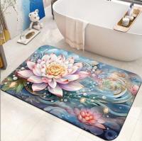 China Diatom Mud Bathroom Mat 40x60cm Waterproof Absorbent Garden Style Carpet for sale