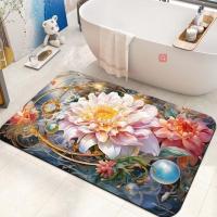 China Diatom Mud Bathroom Mat 40x60cm Waterproof Absorbent Garden Style Carpet for sale
