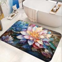 China Diatom Mud Bathroom Mat 40x60cm Waterproof Absorbent Garden Style Carpet for sale