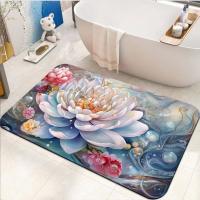 China Diatom Mud Bathroom Mat 40x60cm Waterproof Absorbent Garden Style Carpet for sale