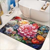 China Diatom Mud Bathroom Mat 40x60cm Waterproof Absorbent Garden Style Carpet for sale