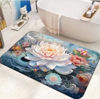China Diatom Mud Bathroom Mat 40x60cm Waterproof Absorbent Garden Style Carpet for sale