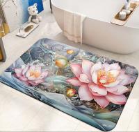 China Diatom Mud Bathroom Mat 40x60cm Waterproof Absorbent Garden Style Carpet for sale