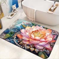 China Diatom Mud Bathroom Mat 40x60cm Waterproof Absorbent Garden Style Carpet for sale