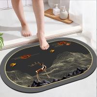 China Rectangle Bathroom Waterproof Carpet Light Luxury Diatom Mud Absorbent Mat for sale