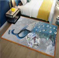 China Custom Pashmina Peacock Pattern Carpet 6mm Thick Machine Washable Floor Mat for Living Room Bedroom for sale