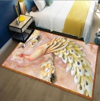 China Custom Pashmina Peacock Pattern Carpet 6mm Thick Machine Washable Floor Mat for Living Room Bedroom for sale