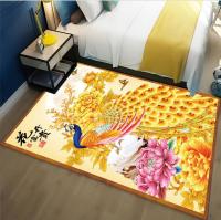 China Custom Pashmina Peacock Pattern Carpet 6mm Thick Machine Washable Floor Mat for Living Room Bedroom for sale