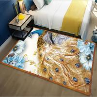 China Custom Pashmina Peacock Pattern Carpet 6mm Thick Machine Washable Floor Mat for Living Room Bedroom for sale