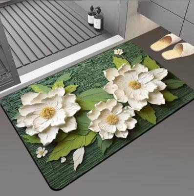 China 3D Diatom Mud Absorbent Bathroom Floor Mat 80x120cm Waterproof Carpet for sale