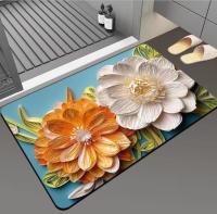 China 3D Diatom Mud Absorbent Bathroom Floor Mat 80x120cm Waterproof Carpet for sale