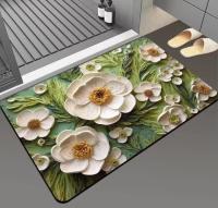 China 3D Diatom Mud Absorbent Bathroom Floor Mat 80x120cm Waterproof Carpet for sale