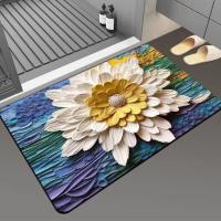 China 3D Diatom Mud Absorbent Bathroom Floor Mat 80x120cm Waterproof Carpet for sale