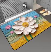 China 3D Diatom Mud Absorbent Bathroom Floor Mat 80x120cm Waterproof Carpet for sale